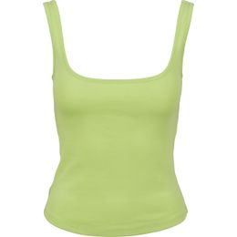 Yoga & Relax Shirt Urban Classics "Urban Classics Damen Ladies Wide Neck Top", Damen, Gr. XS, electriclime, 95% Baumwolle, 5% Elasthan, unifarben, slim fit, eckiger Ausschnitt, Shirts