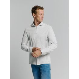Langarmhemd NO EXCESS "NO EXCESS Jerseyhemd", Herren, Gr. M, Normalgr&ouml;&szlig;en, grau (stone), 60% Viskose, 35% Nylon, 5% Elasthan, regular fit, Hemden