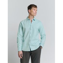 Langarmhemd NO EXCESS "NO EXCESS Leinenhemd", Herren, Gr. L, Normalgr&ouml;&szlig;en, blau (pastellblau), 55% Leinen, 45% Baumwolle, regular fit, Hemden