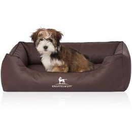 Knuffelwuff Orthop&auml;disches Hundebett Madison aus laser-gestepptem Kunstleder braun M-L
