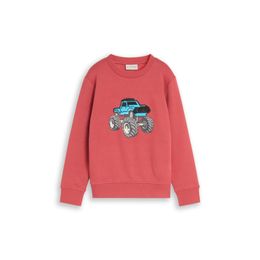 Tom Tailor Jungen Sweatshirt mit Wendepailletten, rot, Uni, Gr. 92/98