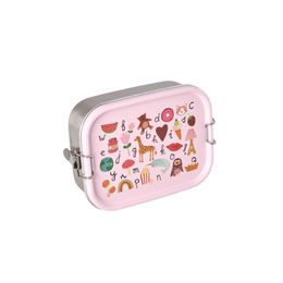 Rice KLEINE Brotdose Edelstahl mit Trennwand ABC 17 x 12 x 6 cm, pink skandinavische Deko Online Shop