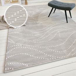 Teppich OTTO HOME "Adlee", grau (beige), B:200cm H:12mm L:200cm, Polyester, Teppiche, Teppich, Kurzflorteppich, gewebt, geometrisch, Wohnzimmer, modern, Punkte