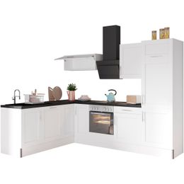 K&uuml;che KOCHSTATION "KS-Ahus", schwarz-wei&szlig; (k&uuml;che: wei&szlig;, front: wei&szlig; matt, korpus: wei&szlig;, arbeitsplatte: granit schwarz), B:270cm H:211,8cm T:60cm, Komplettk&uuml;chen-Sets, K&uuml;chenzeile, 200 x 270 cm breit, wahlweise mit E-Ger&auml;ten, Soft Close Funktion