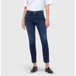 7/8-Jeans MAC "Dream Chic", Damen, Gr. 32, L&auml;nge 29, blau (schwarz used), Denim/Jeans, Obermaterial: 88% Baumwolle, 9% Polyester, 3% Elasthan, sehr figurbetont 7/8-L&auml;nge, Jeans, verk&uuml;rzte Form mit Rei&szlig;verschluss