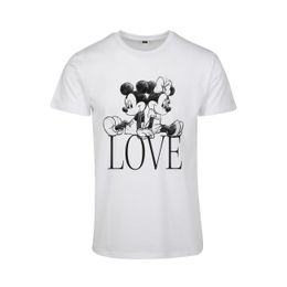 Kurzarmshirt Merchcode "Merchcode Damen Ladies Minnie Loves Mickey Tee", Damen, Gr. XS, wei&szlig;, 100% Baumwolle, unifarben, normal, Rundhals, Shirts