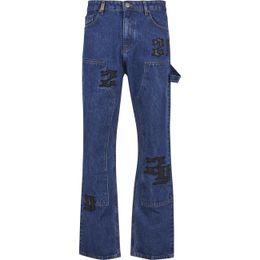 Bequeme Jeans 2Y STUDIOS "2Y Studios Manas Logo Carpenter Straight Jeans", Herren, Gr. 33, Normalgr&ouml;&szlig;en, midblau, 100% Baumwolle, unifarben, normal, Jeans
