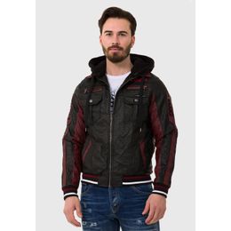 Cipo & Baxx Lederimitatjacke CIPO & BAXX "Jacke", Herren, Gr. S, schwarz, Stoff, 100% Polyurethan, gemustert, regular fit normal, Jacken, aus Kunstleder