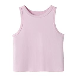 Tanktop name it "NKFNAKAL SL SHORT TOP NOOS", M&auml;dchen, Gr. 158/164, pirouette, Jersey, Obermaterial: 95% Baumwolle, 5% Elasthan, unifarben, kurz, Rundhals, Tops Tanktop, Baumwollmischung, verk&uuml;rzte Form, Jersey Rippware