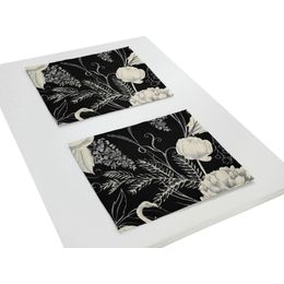 Platzset Adam "Eden" Gr. 1, schwarz-wei&szlig; (schwarz, wei&szlig;), B:40cm L:40cm, Obermaterial: 100% Baumwolle, Platzsets, GOTS organic,zertifiziert durch CERES 0242Made in Germany