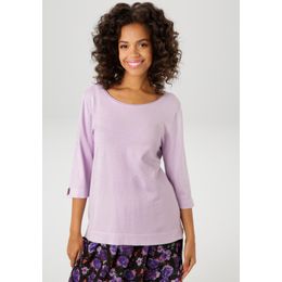 Strickpullover Aniston CASUAL, Damen, Gr. 40, lila (flieder), Feinstrick, Obermaterial: 80% Viskose, 20% Nylon, unifarben, figurumspielend h&uuml;ftlang, Rundhals, B&uuml;ndchen mit Schlitz, Pullover Strickpullover, mit kleinem Schlitz an den 3/4-langen &Auml;rmeln