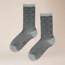 Socken Kunert "Socke Fancy Shell", Damen, Gr. 35-38, gr&uuml;n (sage 1516), Obermaterial: 77% Viskose CV. 10% Polyamid PA. 10% Polyester PES. 3% Elasthan EL., Socken Socken