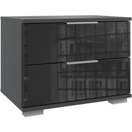 Nachtkommode wimex "Easy", grau (graphit, schwarzglas), B:52cm H:40cm T:38cm, Sideboards