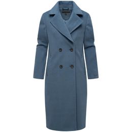 Langmantel Navahoo "Sternlein 14", Damen, Gr. XL (42), blau (rauchblau), Obermaterial: 90% Polyester, 10% Viskose. Innenfutter: 100% Polyester. &Auml;rmelfutter: 100% Polyester, gerade kniebedeckend, &Auml;rmel ohne &Auml;rmelschlitz normaler Saum, M&auml;ntel, Kurzmantel in Woll-Optik mit Reverskragen
