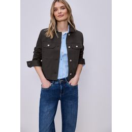 Kurzjacke Street One, Damen, Gr. 44, espresso braun, Web, Obermaterial: 70% Baumwolle, 27% Viskose, 3% Elasthan. Futter: 100% Polyester, unifarben, regular fit normal, Jacken Kurzjacke, mit Brust Taschen