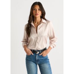 Oyester Satin Loose Fit Button Through Shirt