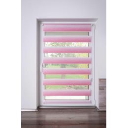 Doppelrollo K-home "mit sch&ouml;nen Farbverlauf", pink, wei&szlig;, wei&szlig;, B:60cm H:200cm, Polyester, Rollos