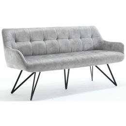 Bank Home Affaire "Soller", grau (grau, schwarz), B:180cm H:82cm T:62cm, Metall, Stoff, Sitzb&auml;nke, Kufengestell, gepolstert, mit Steppung