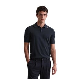 Marc O'Polo Poloshirt MARC O'POLO "DFB Travel Collection", Herren, Gr. M, blau (deep night blau), Strick, Obermaterial: 100% Baumwolle, regular fit, Shirts, aus Strick, aus reiner Bio-Baumwolle, regular fit