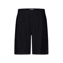 Leinenhose oxmo "Leinenhose OXNInna Linen Mix Bermuda", Damen, Gr. 40, N-Gr, schwarz (meteorite), Obermaterial: 80% Viskose LENZING LenzingCV. 20% Leinen LI., Hosen