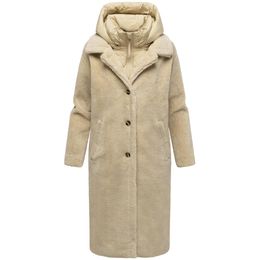 Wintermantel Navahoo "Teddyzauber 14", Damen, Gr. XXXL(46), beige, Obermaterial: 100% Polyester. Innenfutter: 100% Polyester, oversize knielang, hoch geschlossener Ausschnitt, &Auml;rmel ohne &Auml;rmelschlitz abgerundeter Saum, M&auml;ntel Wintermantel, Pl&uuml;schmantel aus Teddyfleece mit abnehbmarem Krageneinsatz