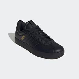 Sneaker adidas Sportswear "VL COURT 3.0", Herren, Gr. 42,5, schwarz (core schwarz, core schwarz, gold metallic), Synthetik, Schuhe Sneaker, inspiriert vom Design des adidas samba