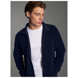 Fleecejacke TRIGEMA "TRIGEMA Fleecejacke", Herren, Gr. L, blau (navy), Fleece, 100% Polyester, lang, Jacken Fleecejacke