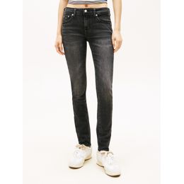 Skinny-fit-Jeans Tommy Jeans "SOPHIE LW SKN", Damen, Gr. 32, L&auml;nge 32, denim schwarz1, Denim/Jeans, Obermaterial: 99% Baumwolle, 1% Elasthan, unifarben, skinny fit kn&ouml;chellang, Jeans, mit Logo-Badge, in Kn&ouml;chell&auml;nge