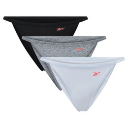 Slip Reebok "MANDY", Damen, Gr. L (40), wei&szlig; (schwarz, grau marl, wei&szlig;), Obermaterial: 92% Polyester, 8% Elasthan, bedruckt, eng, Unterhosen Slip, feuchtigkeitsregulierend, eng, basic, bequem, mit Logo