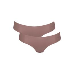 String Sloggi "String Zero Microfiber Hipstring 2.0 2er Pack", Damen, Gr. L, braun (cacao), Obermaterial: 76% Polyamid PA. 24% Elasthan EL., Unterhosen String
