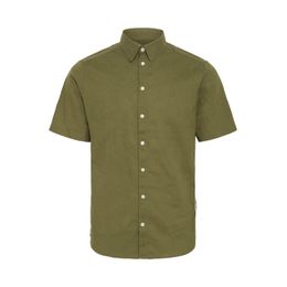 Kurzarmhemd Casual Friday "Kurzarmhemd CFAksel", Herren, Gr. M, N-Gr, gr&uuml;n (winter moss), Obermaterial: 55% Leinen LI. 45% Baumwolle CO., Hemden