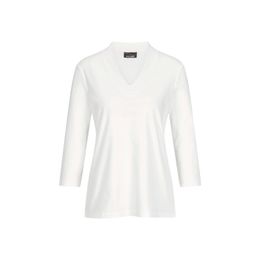 Kurzarmshirt GOLDNER "Kurzgr&ouml;&szlig;e Elegantes Basic-Shirt mit V-Ausschnitt", Damen, Gr. 24, wei&szlig; (cremewei&szlig;), Obermaterial: 100% Baumwolle CO., Modisch, V-Ausschnitt, Shirts, V-Ausschnitt