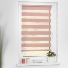 Doppelrollo LICHTBLICK ORIGINAL "Duo Rollo Klemmfix, ohne Bohren, verspannt", rosa (altrosa, wei&szlig;), B:90cm H:150cm, Polyester, Rollos, Einfache Klemm-Montage ohne Bohren. F&uuml;r Fenster & T&uuml;ren geeignet.