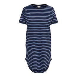 Minikleid Only CARMAKOMA "CARMAY LIFE S/S DRESS JRS", Damen, Gr. M, N-Gr, night sky stripes:(blake) ultramarine, Jersey, Obermaterial: 100% Baumwolle, gestreift, regular fit kniefrei, Rundhals, angeschnitten Umschlagsaum, Kleider Minikleid, Sommerkleid