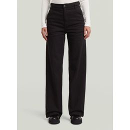 G-Star Raw Chinohose G-STAR "Deck 2.0 High Loose Chino", Damen, Gr. 25, L&auml;nge 32, dk schwarz gd, Obermaterial: 68% Baumwolle, 30% Baumwolle, 2% Elasthan, Hosen Chinohose