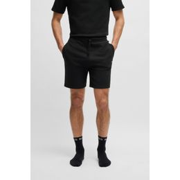 Pyjamashorts BOSS "Waffle Shorts", Herren, Gr. M, N-Gr, schwarz (schwarz 001), Jersey, Obermaterial: 60% Baumwolle, 40% Polyester, lang, Hosen