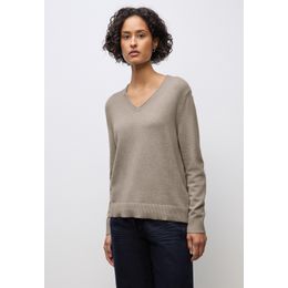 Strickpullover Street One, Damen, Gr. 34, mocha dream meliert, Stoff, 50% Viskose, 28% Polyester, 22% Polyamid, unifarben, normal normal, V-Ausschnitt, Rippb&uuml;ndchen, Pullover Strickpullover, in Unifarbe