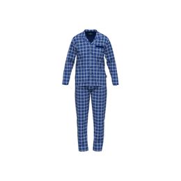 G&ouml;tzburg Schlafanzug G&Ouml;TZBURG "Pyjama", Herren, Gr. 3XL, blau (blau, wei&szlig;), Obermaterial: 100% Baumwolle CO., Homewear-Sets Schlafanzug