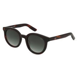 MINI EYEWEAR 746020 | Unisex-Sonnenbrille | Fassung: Vollrand, Panto, Kunststoff, Havanna Rot | Glasfarbe: Gr&uuml;n