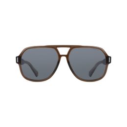 Polaroid PLD 6193/S | Unisex-Sonnenbrille | Fassung: Vollrand, Browline, Kunststoff, Braun Transparent | Glasfarbe: Grau