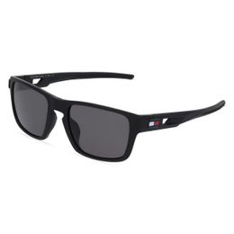 Tommy Hilfiger Eyewear TH 1952/S | Herren-Sonnenbrille | Fassung: Vollrand, Quadratisch, Kunststoff, Schwarz Matt | Glasfarbe: Grau