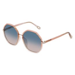 Chlo&eacute; Chlo&eacute; CH0133SA | Unisex-Sonnenbrille | Fassung: Vollrand, Geometrisch, Kunststoff, Rose Gl&auml;nzend | Glasfarbe: Gr&uuml;n Verlaufend