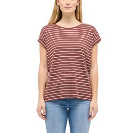 Kurzarmshirt Mustang "Damen Style Lesley", Damen, Gr. M, weinrot, Jersey, 50% Lyocell, 50% Baumwolle, Rundhals, Shirts