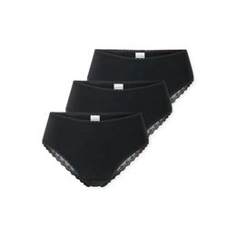 Brasilslip Schiesser "Modern Multipacks", Damen, Gr. 46, schwarz, Single Jersey, Obermaterial: 95% Baumwolle, 5% Elasthan, k&ouml;rpernah, Unterhosen, Spitzenb&auml;nder, Single-Jersey, Baumwollmischung