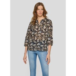 Druckbluse Rabe, Damen, Gr. 38, schwarz, Web, Obermaterial: 100% Baumwolle, bedruckt, l&auml;ssig geschnitten h&uuml;ftbedeckend, Rundhals, elastischer Bund, Blusen Druckbluse, mit floralem Muster und Splitneck