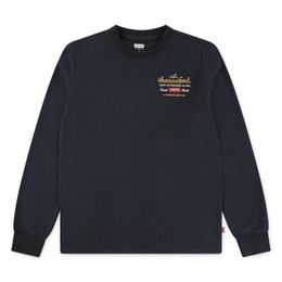 Langarmshirt LEVI'S KIDS "LVB LEGENDARY LS TEE", Jungen, Gr. 12 (152), schwarz (jet schwarz), Jersey, Obermaterial: 60% Baumwolle, 40% Polyester, bestickt, unifarben, normal, Rundhals, B&uuml;ndchen, Shirts Langarmshirt, mit Logostickerei auf der Brust, for Boys