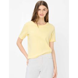 Kurzarmshirt Brax "Style CIRA S", Damen, Gr. 42, gelb, 100% Baumwolle, Rundhals, Shirts