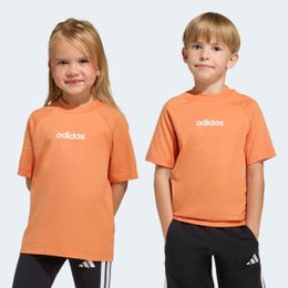 T-Shirt adidas Sportswear "LK LIN TEE 160", Jungen, Gr. 110, dusky orange, wei&szlig;, Obermaterial: 100% Baumwolle, Rundhals, Shirts T-Shirt, f&uuml;r Kinder, Rundhalsausschnitt, ohne Verschluss, weiches Material