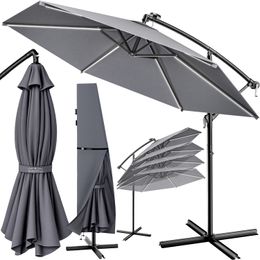 Kingsleeve LED Solar Ampelschirm Mali Anthrazit &Oslash;350cm UV-Schutz 80+ H&uuml;lle