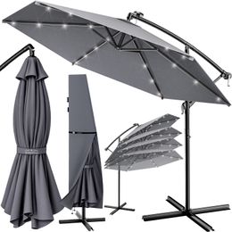 Kingsleeve LED Solar Ampelschirm Haiti Anthrazit &Oslash;307cm mit UV-Schutz 80+ & Schutzh&uuml;lle